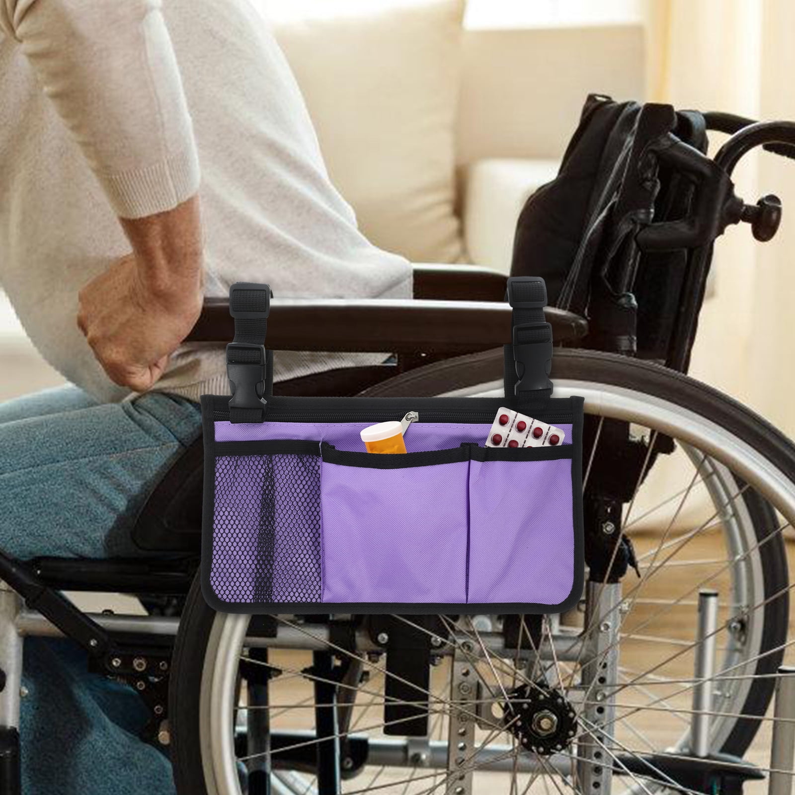 LEXSOMEO Walker Side Bag Wheelchair Hanging Pouch Oxford Cloth ...