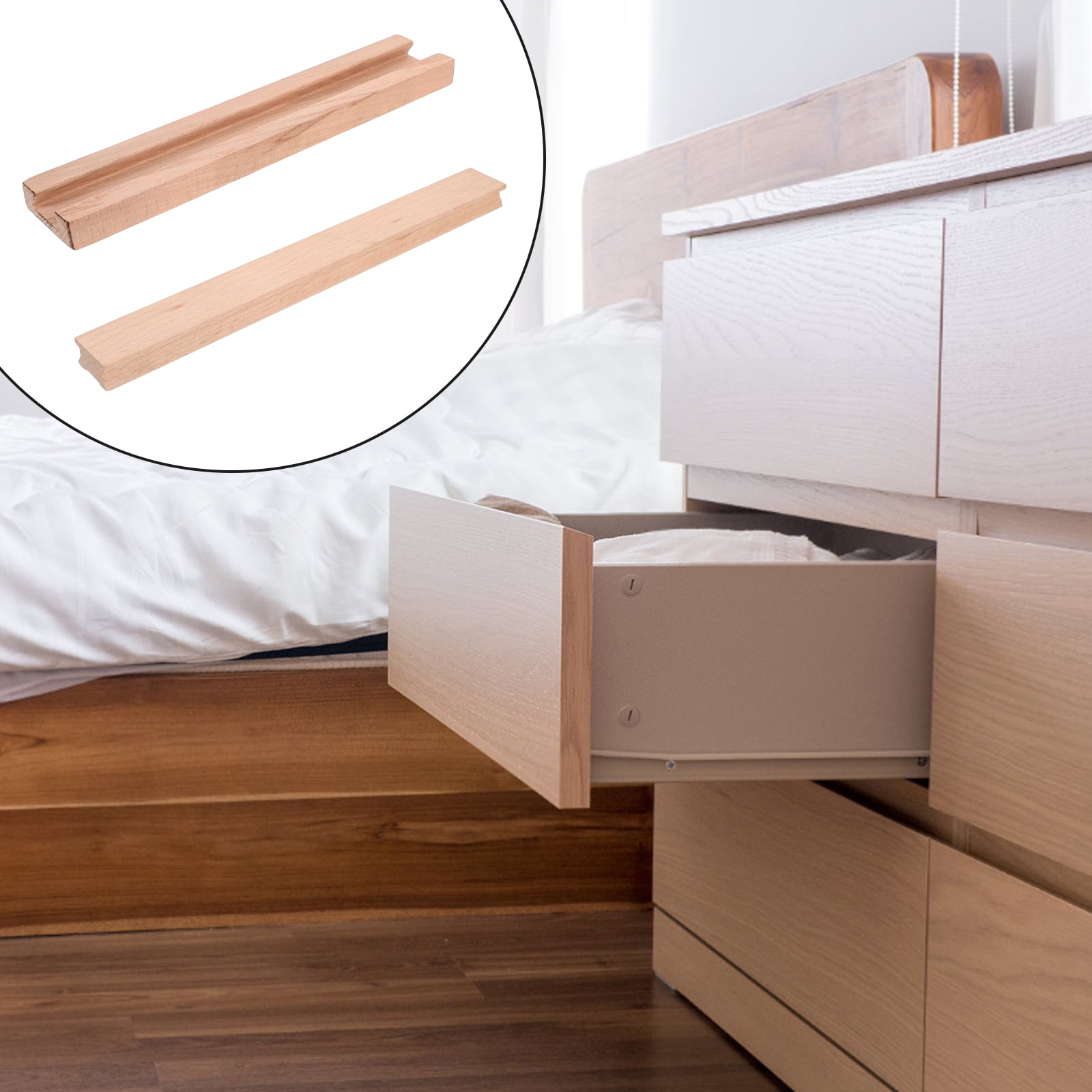 LEXSOMEO Wood Drawer Glides, Wooden Drawer Rails Replacement Center ...