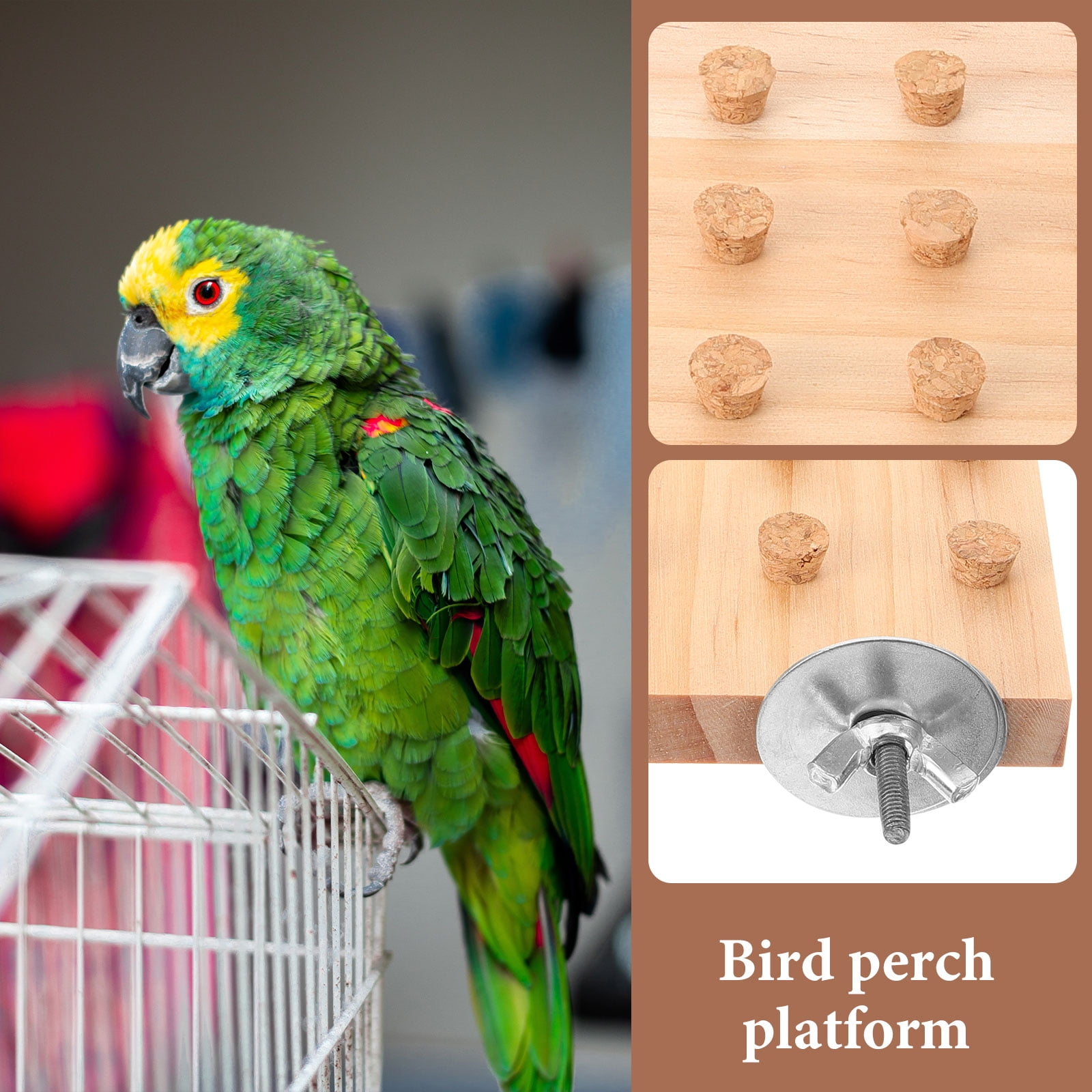 LEXSOMEO Wood Perch Bird Platform Parrot Stand Playground Bird Training ...