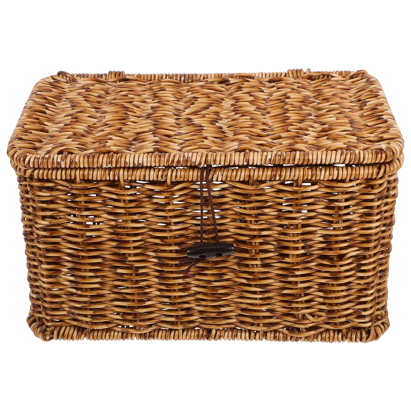 LEXSOMEO Woven Storage Box with Lid Sundries Organizer Imitation Rattan ...