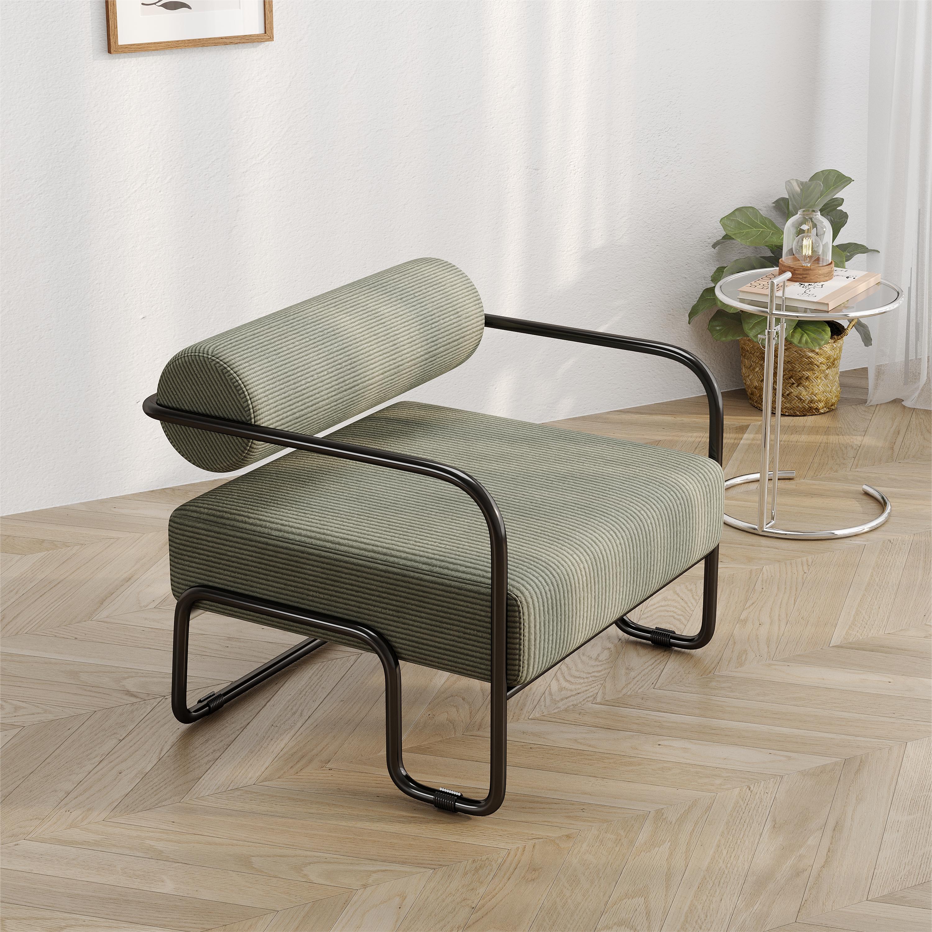 LEYCAY Accent Chair, Ergonomics Soft Boucle Upholstered Single Armchair ...