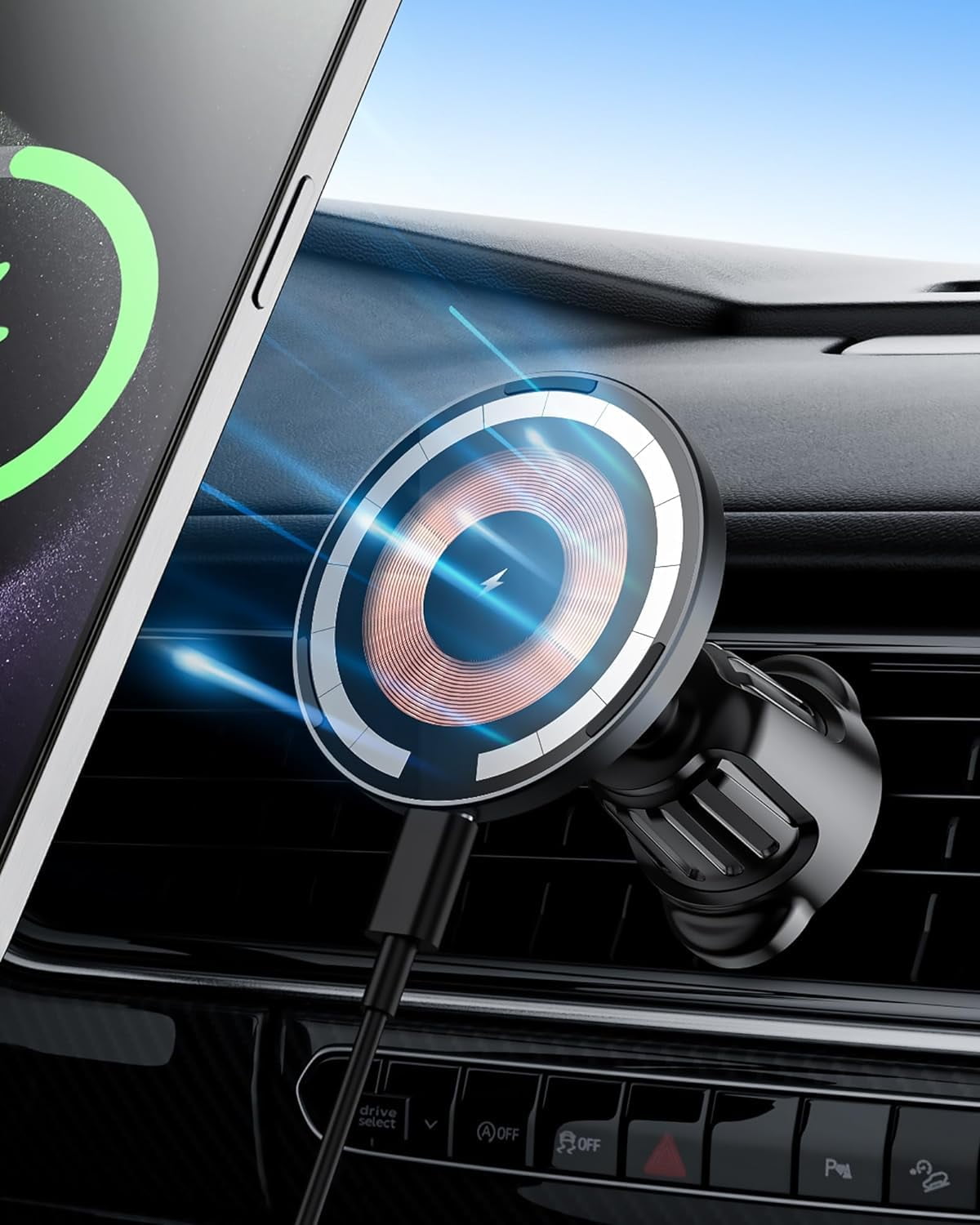 LEYUNAI Magnetic Wireless Car Mount Charger, Zinc Alloy, Vent Mount ...