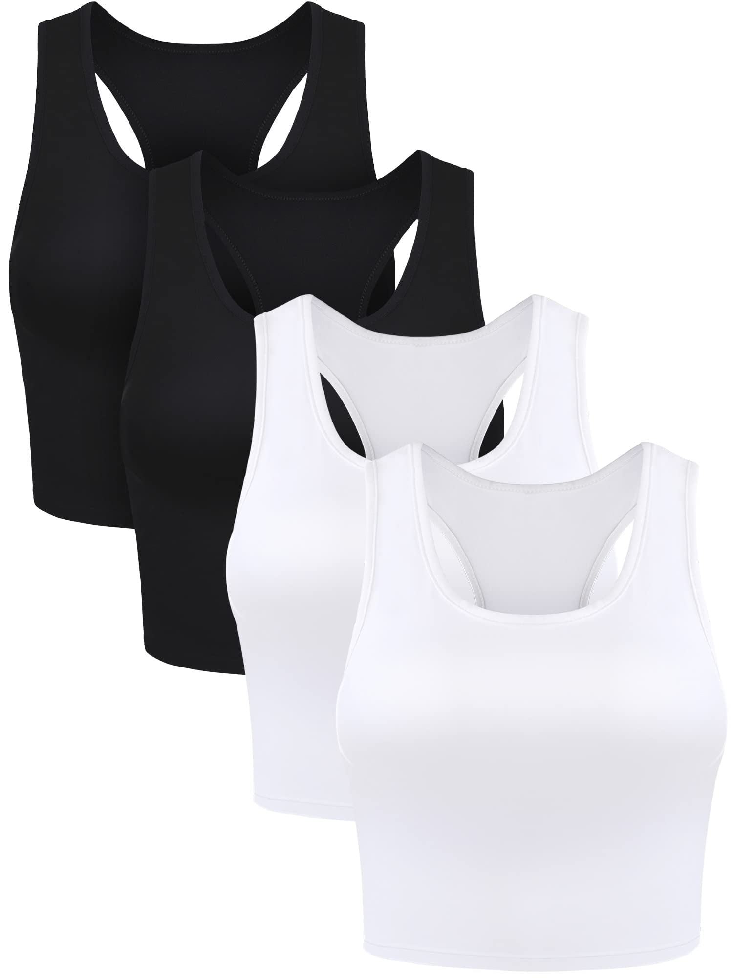 LEZMORE 4 Pieces Women'S Basic Crop Tank Tops Sleeveless Racerback Crop ...