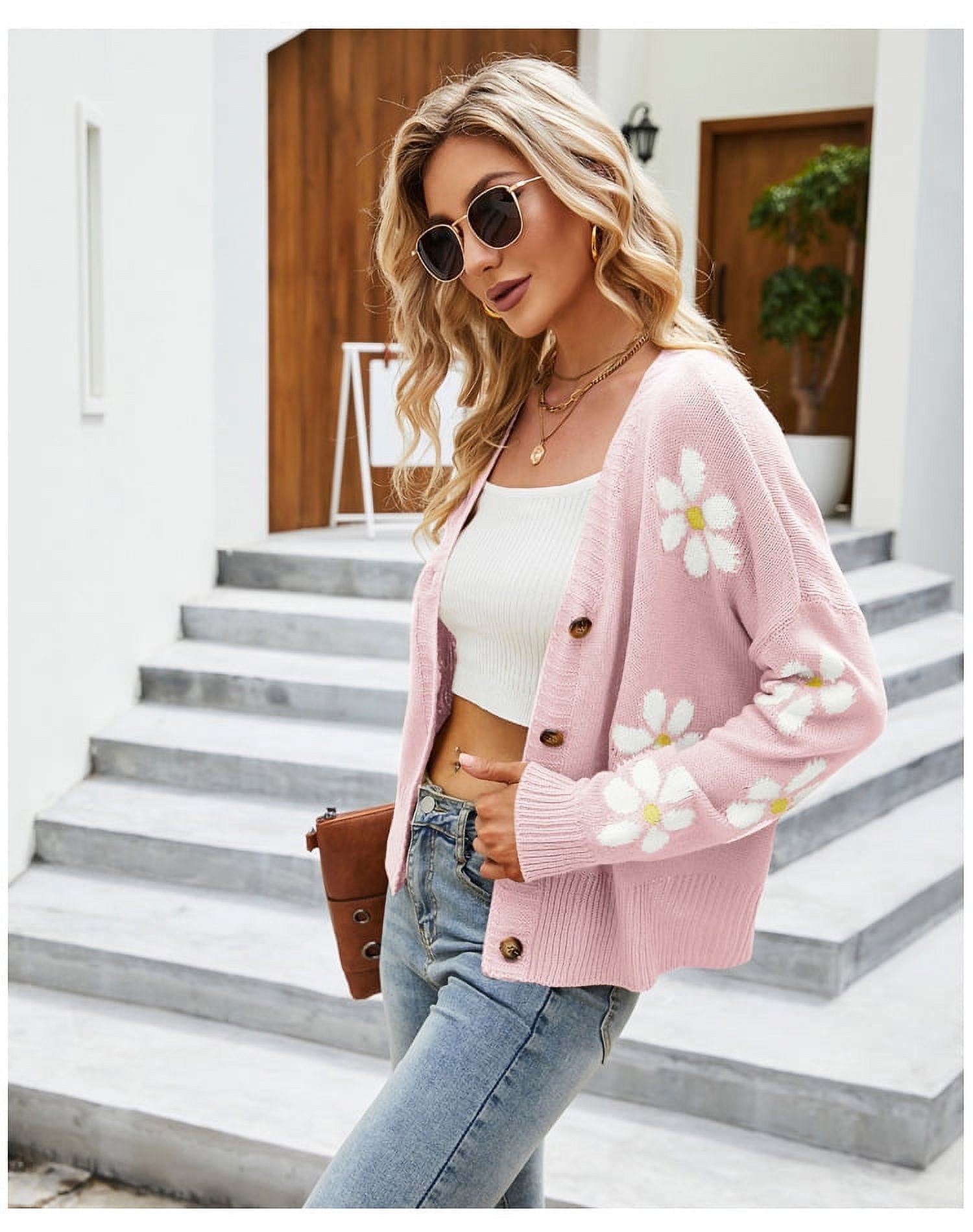 LEZMORE Cardigans for Women Button Up Open Front Cadigan Sweaters ...