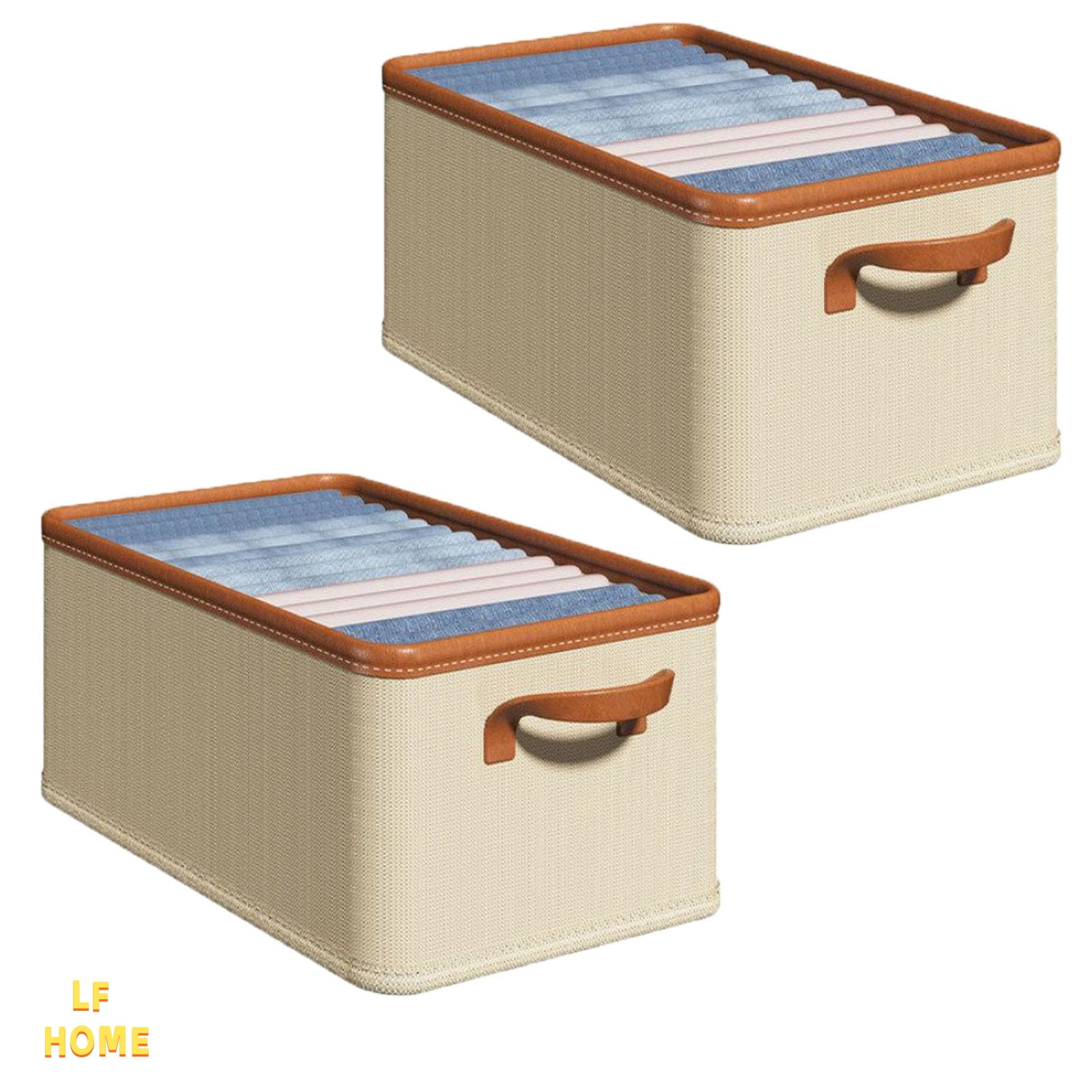 LF HOME Extra Large Folding Storage Basket 2 Piece Set - 52 Liter PU ...