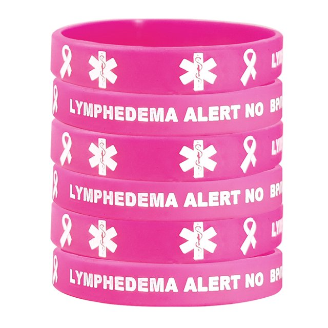 LF Lymphedema Alert Bracelet Breast Cancer Pink Ribbon no bp no Needles ...