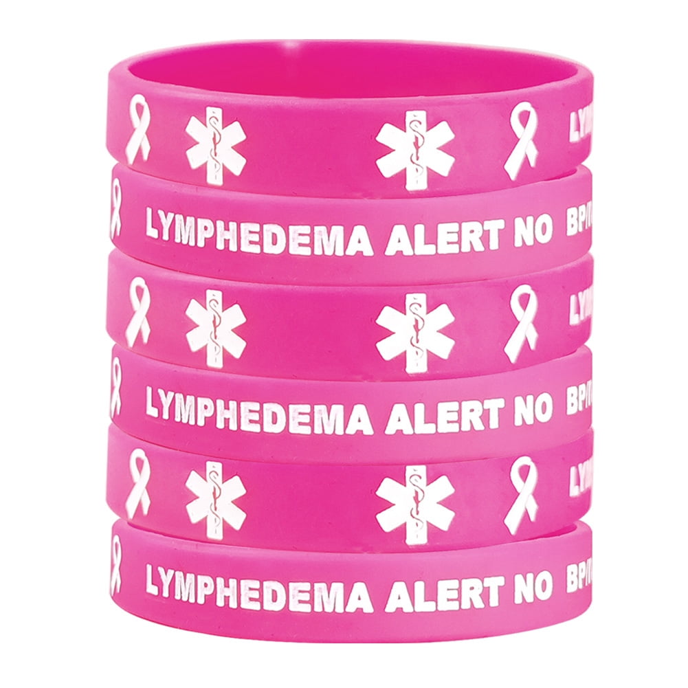 LF Lymphedema Alert Bracelet Breast Cancer Pink Ribbon no bp no Needles ...