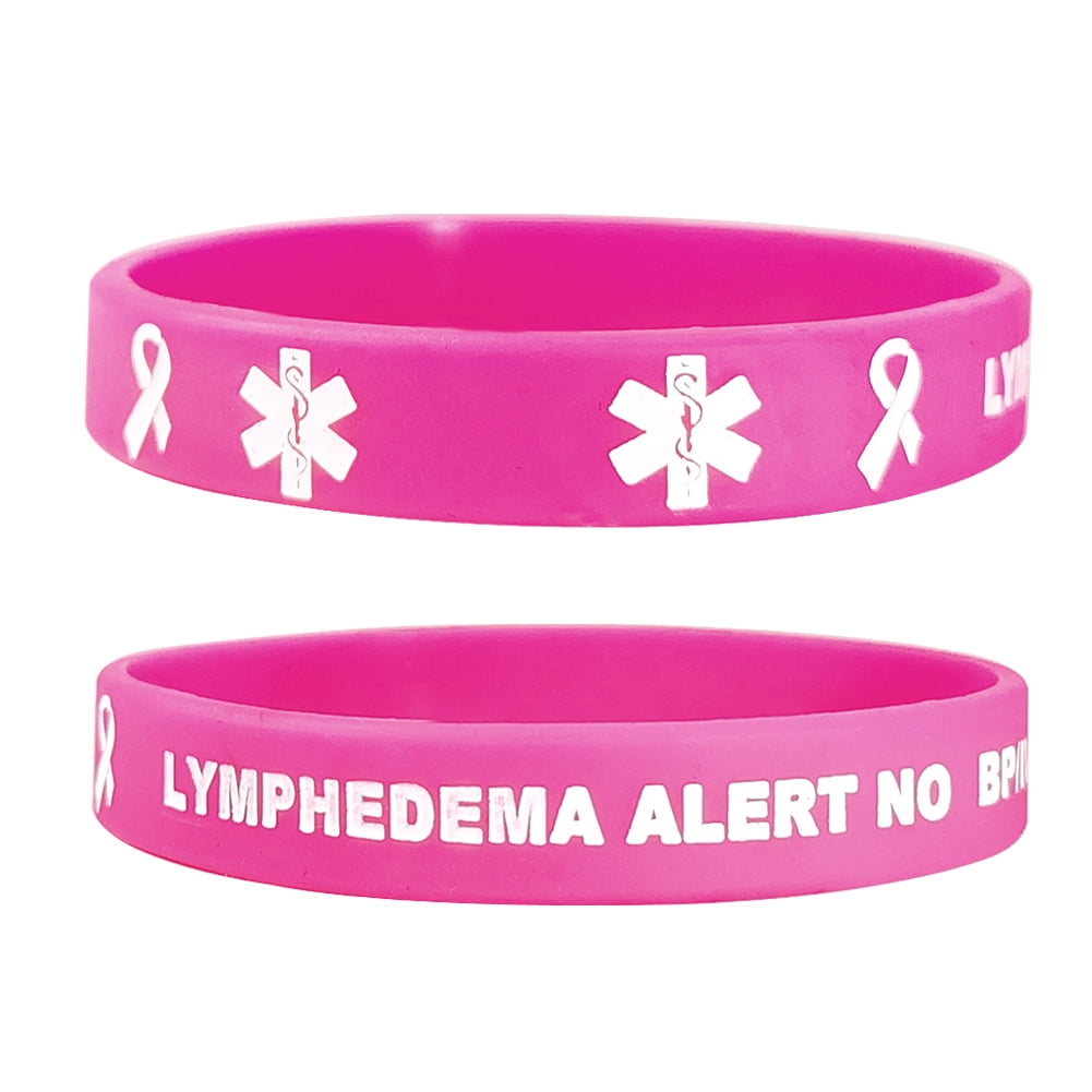 Lifashion Lymphedema Alert Bracelet, Pink Ribbon, Silicone Medical ID ...