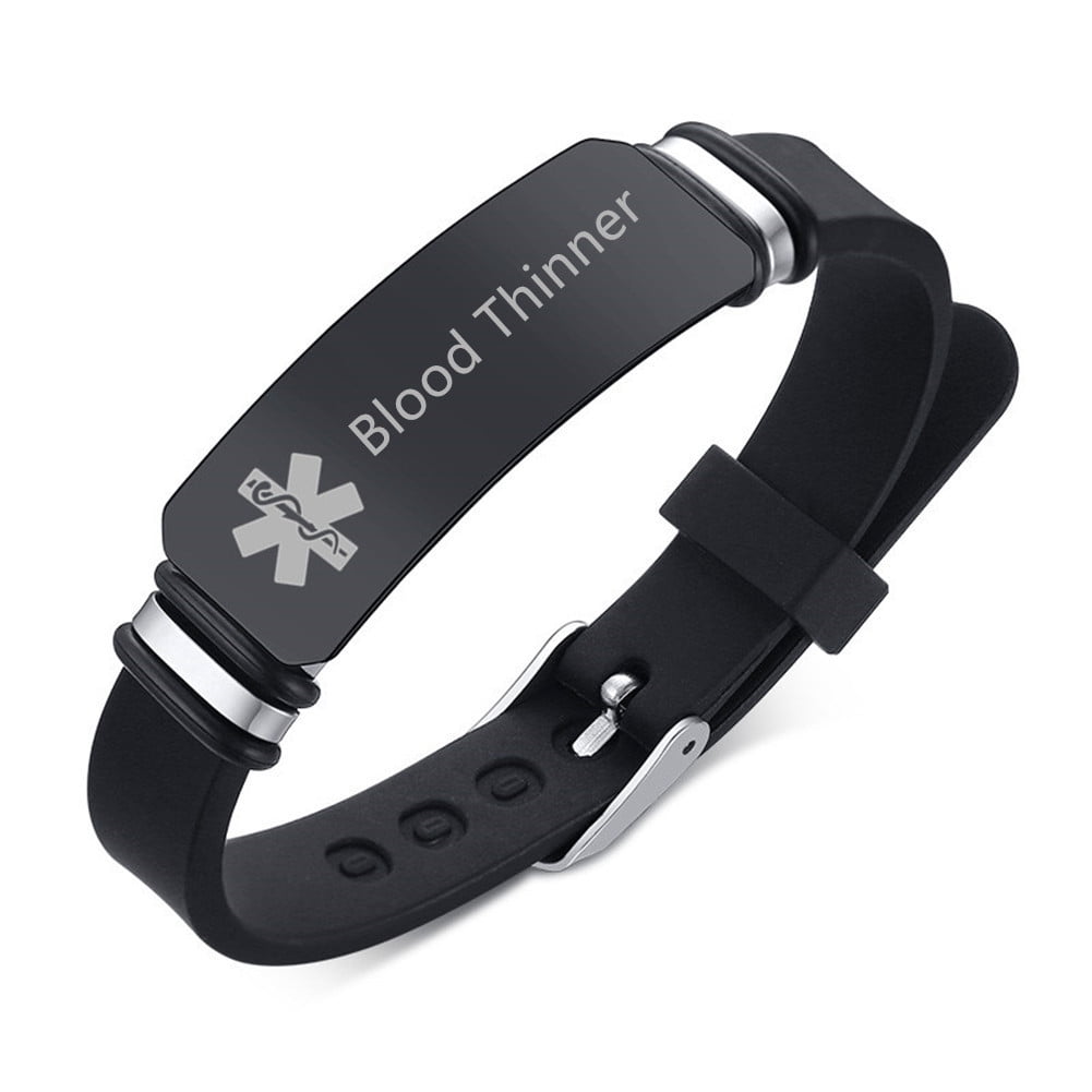 LF Medical Alert ID Bracelet for Men Women - Silicone Adjustable ...