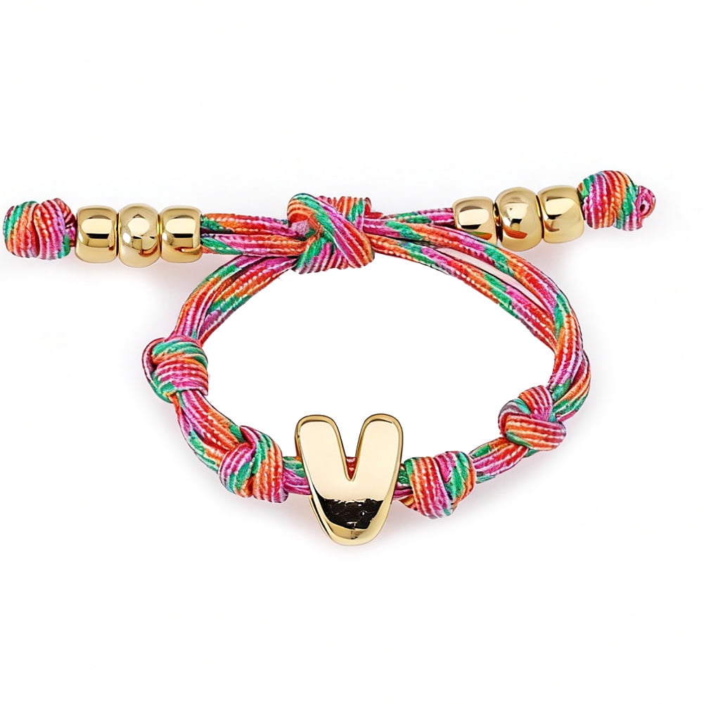 LF Personalized Bubble Letter Woven Bracelet for Women,Custom Initial ...