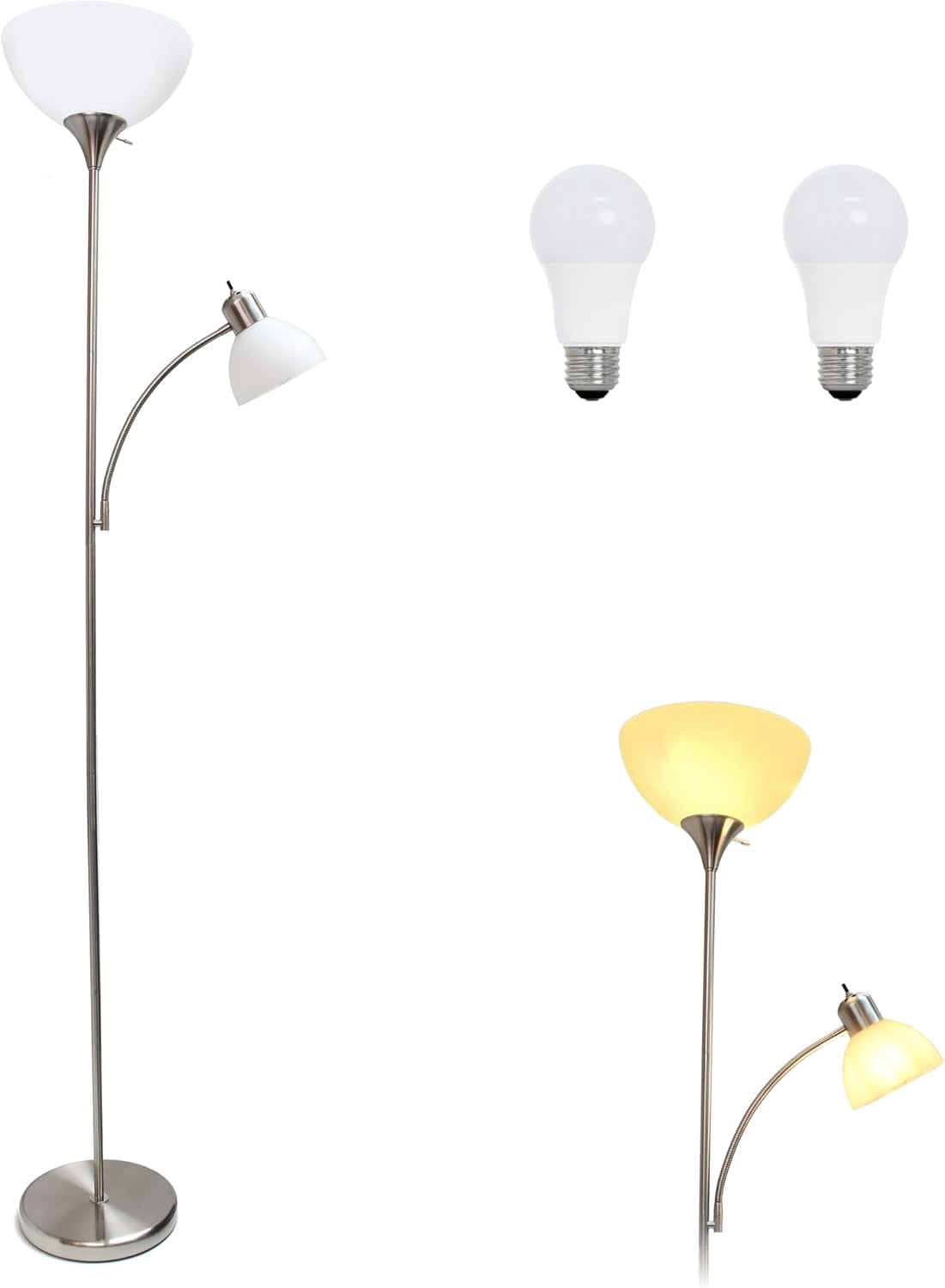 LF2000-BSN-LB 71.5" Traditional Floor Lamp with Adjustable Reading ...