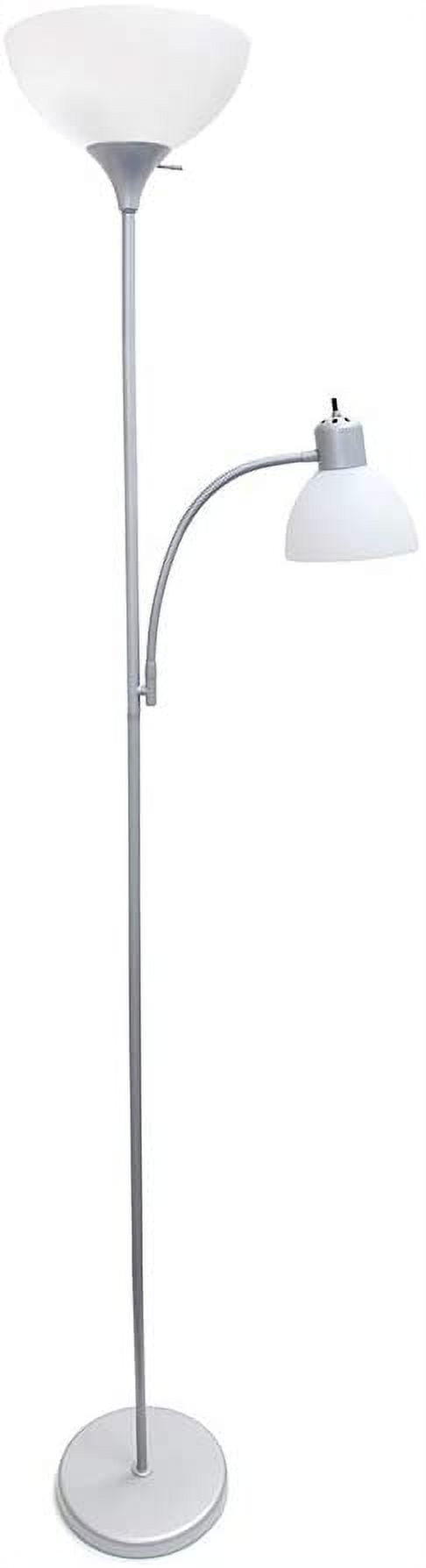 LF2000-SLV-2PK Floor Lamp with Reading Light 2 Pack, Silver - Walmart.com