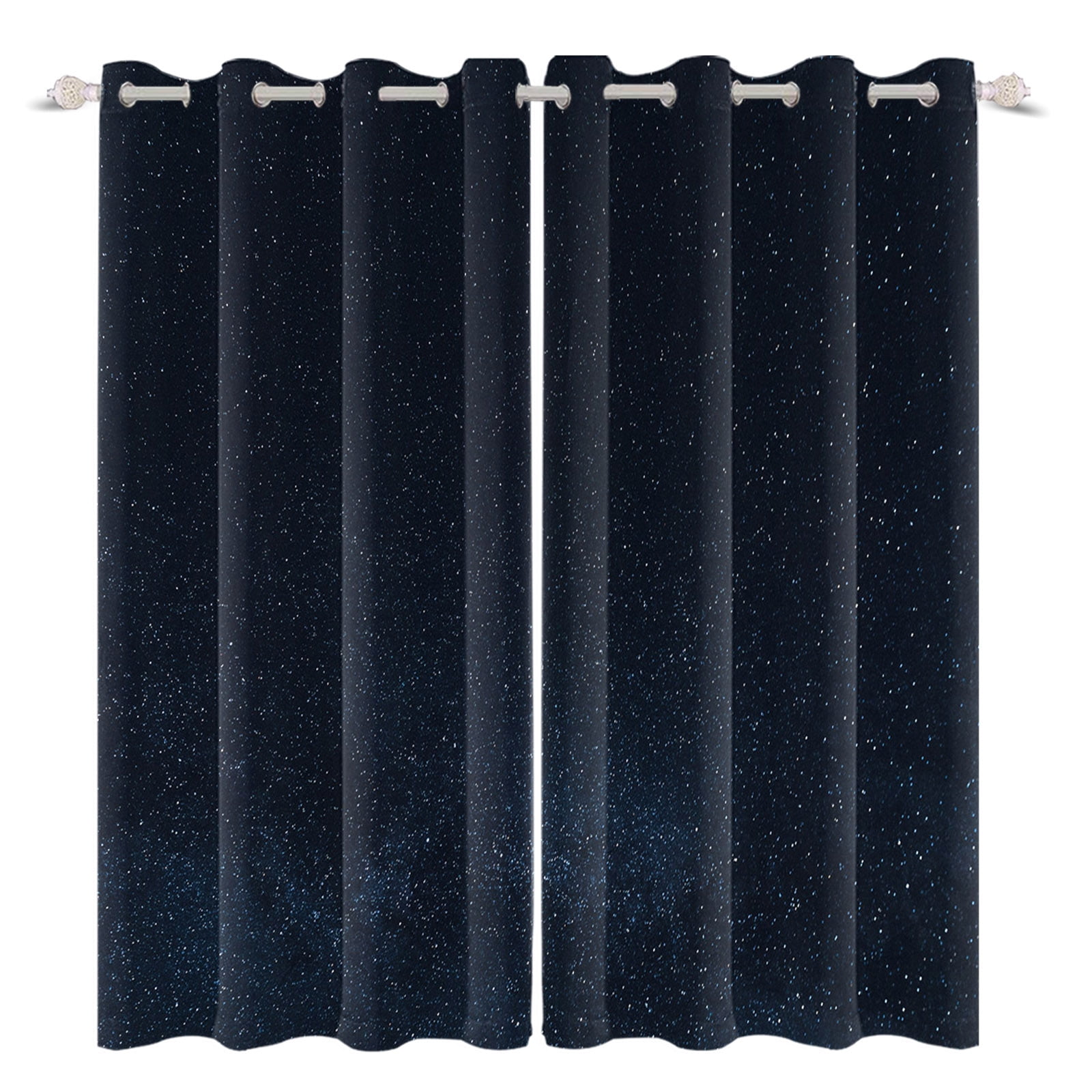 LFEEY Blackout Grommet Curtains, Set of 2, Dark Blue Starlight Living ...