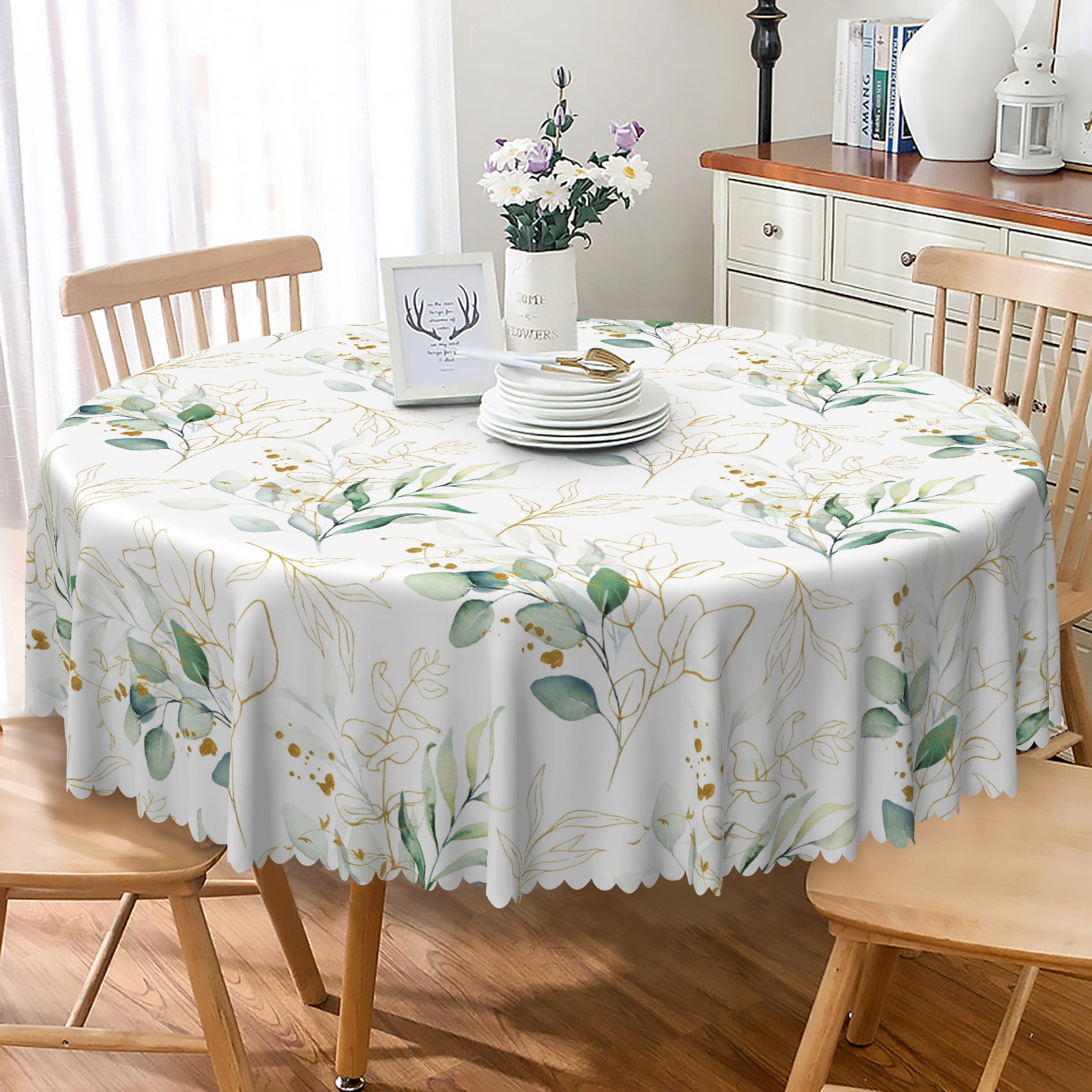 LFEEY Botanical Leaf Round Tablecloth 70 inch, Home Decor, Kitchen ...