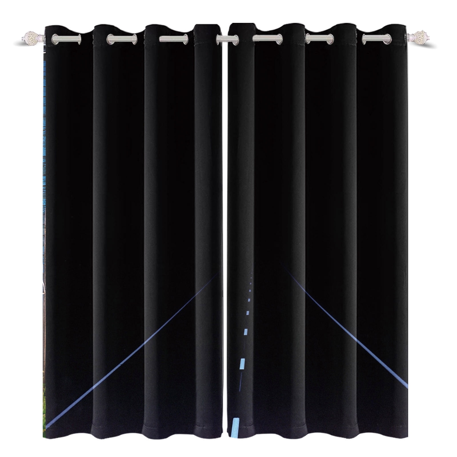 LFEEY Home Blackout Curtains, Black Line Decorative Window Treatments ...