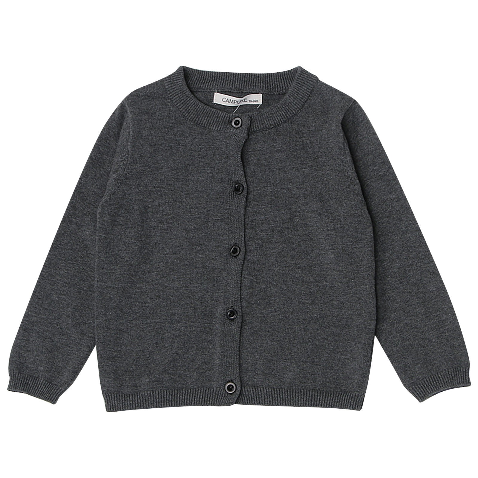 LFEOOST Girls Crewneck Cardigan Solid Cotton Long Sleeve Button Sweater ...