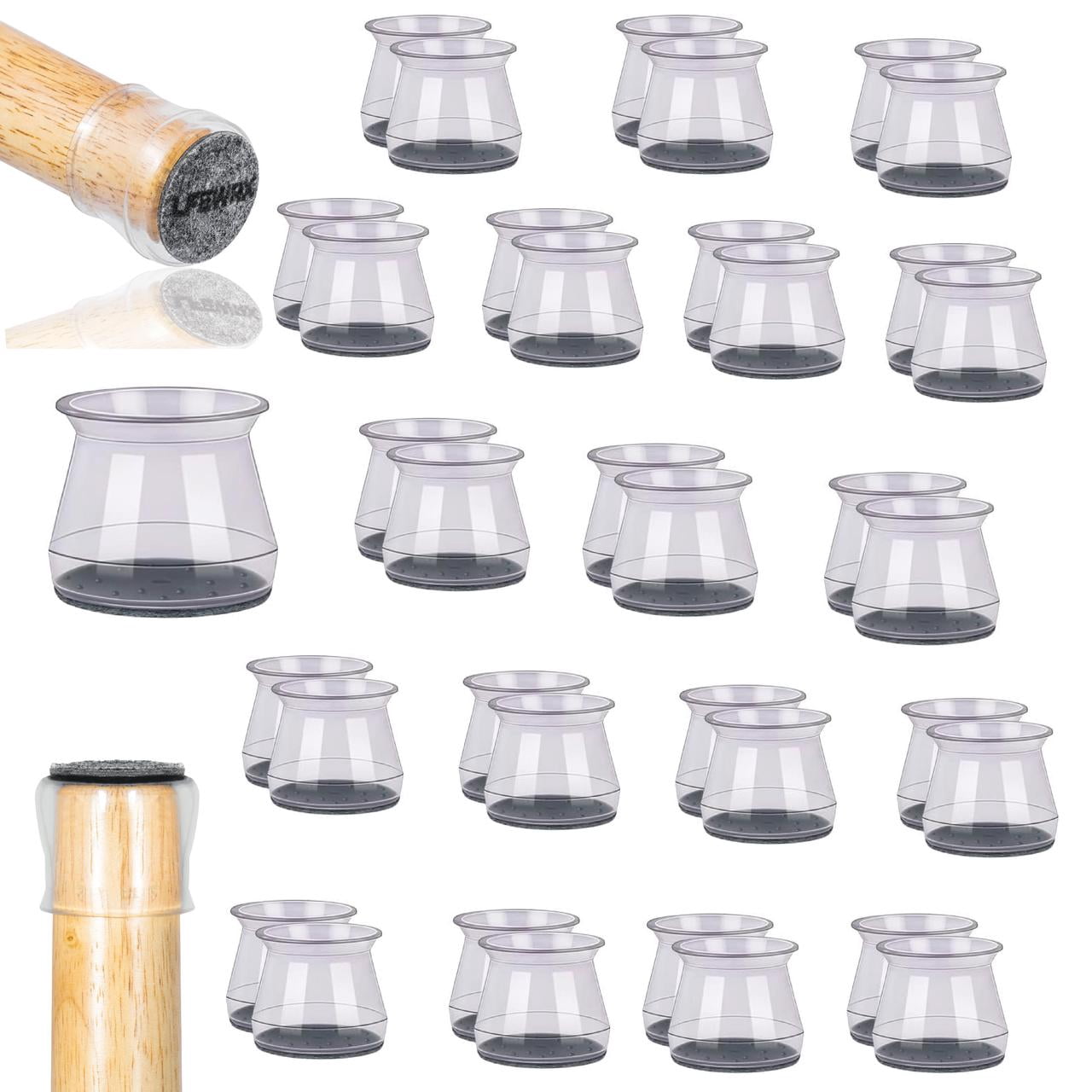 LFEWRX [32 Pcs] Clear Sliders, Silicone & Felt Design, Chair Leg ...