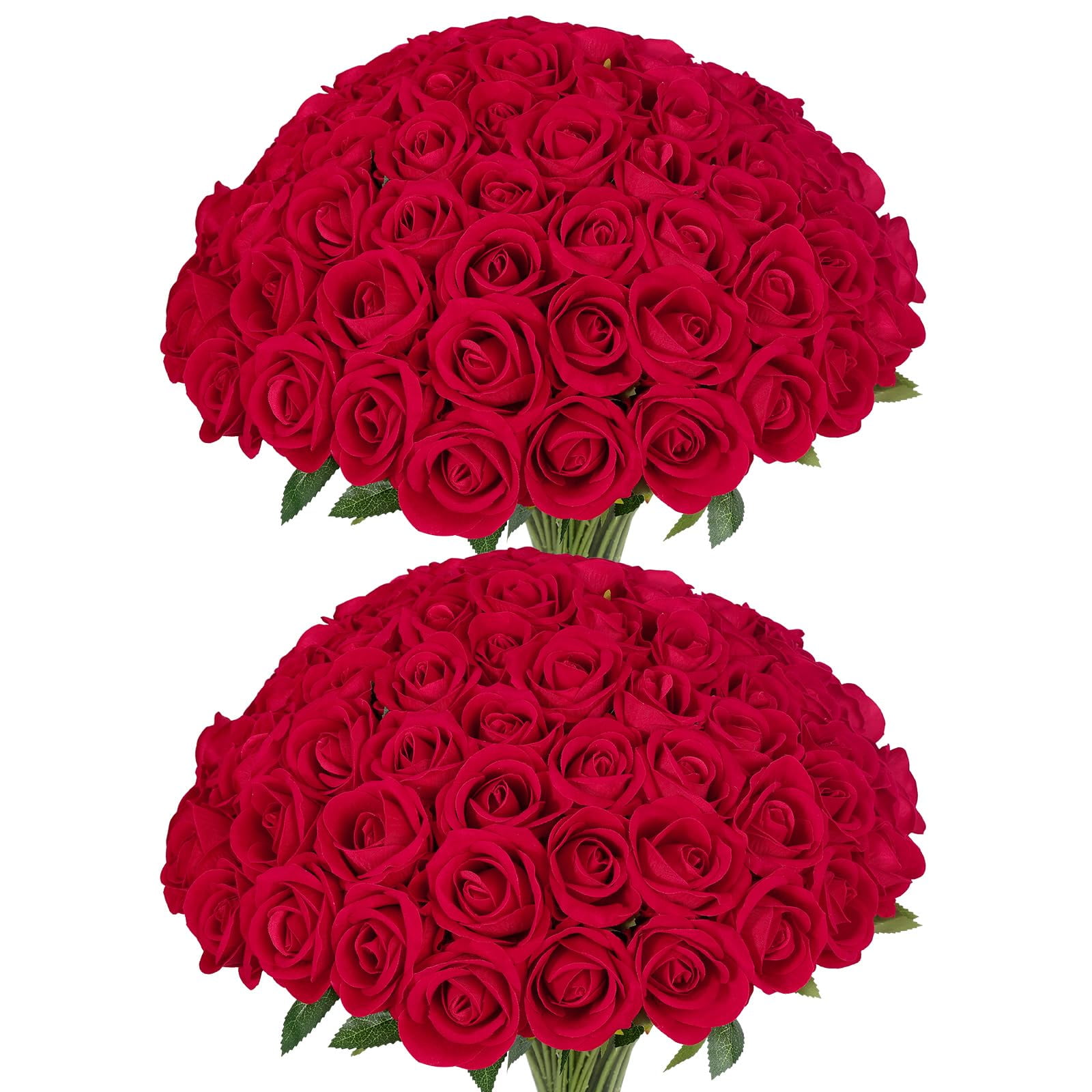 LFF 50 Pcs Red Fake Roses, Roses Artificial Flowers with 20" Stems ...