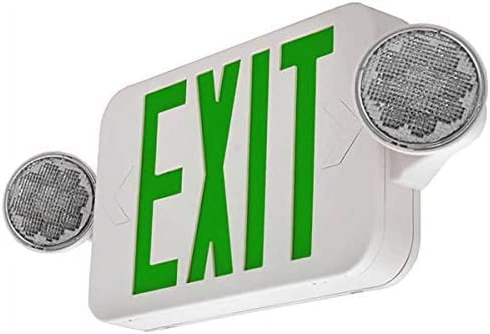 LFI Lights | Combo Green Exit Sign with Emergency Lights | White ...
