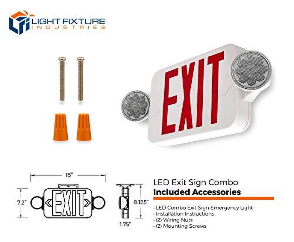 LFI Lights | Combo Red Exit Sign with Emergency Lights | White Housing ...