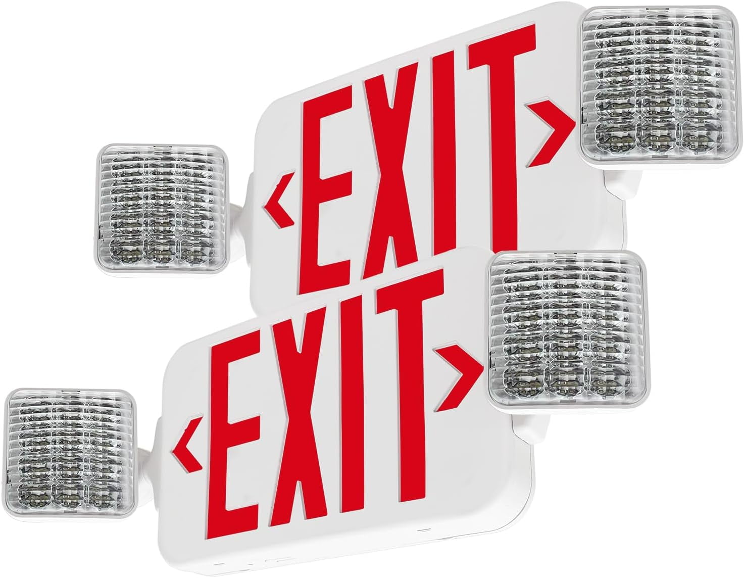 LFI Lights | Combo Red Exit Sign with Emergency Lights | White Housing ...