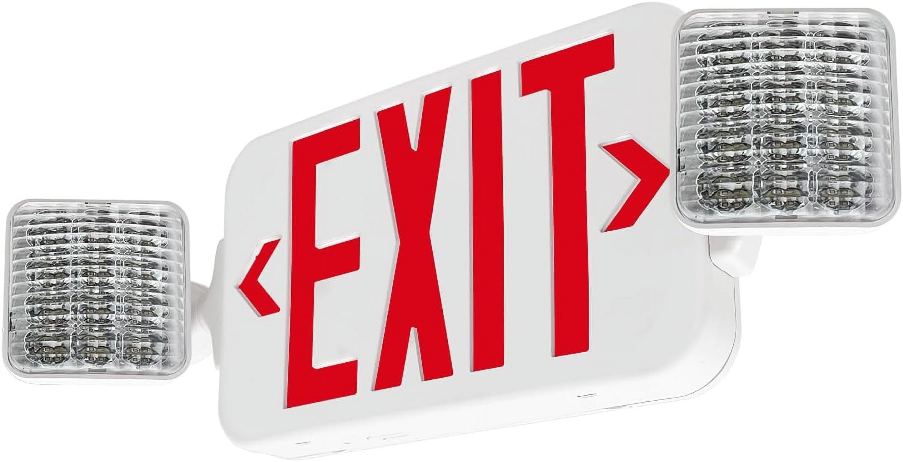 LFI Lights | Combo Red Exit Sign with Emergency Lights | White Housing ...