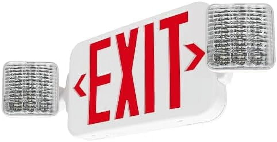 LFI Lights | Combo Red Exit Sign with Emergency Lights | White Housing ...