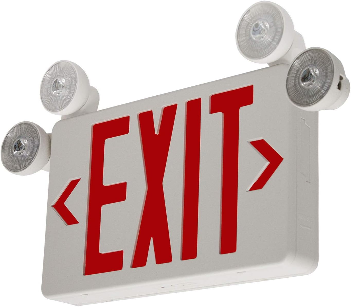 LFI Lights | Compact Combo Red Exit Sign with Emergency Lights | White ...