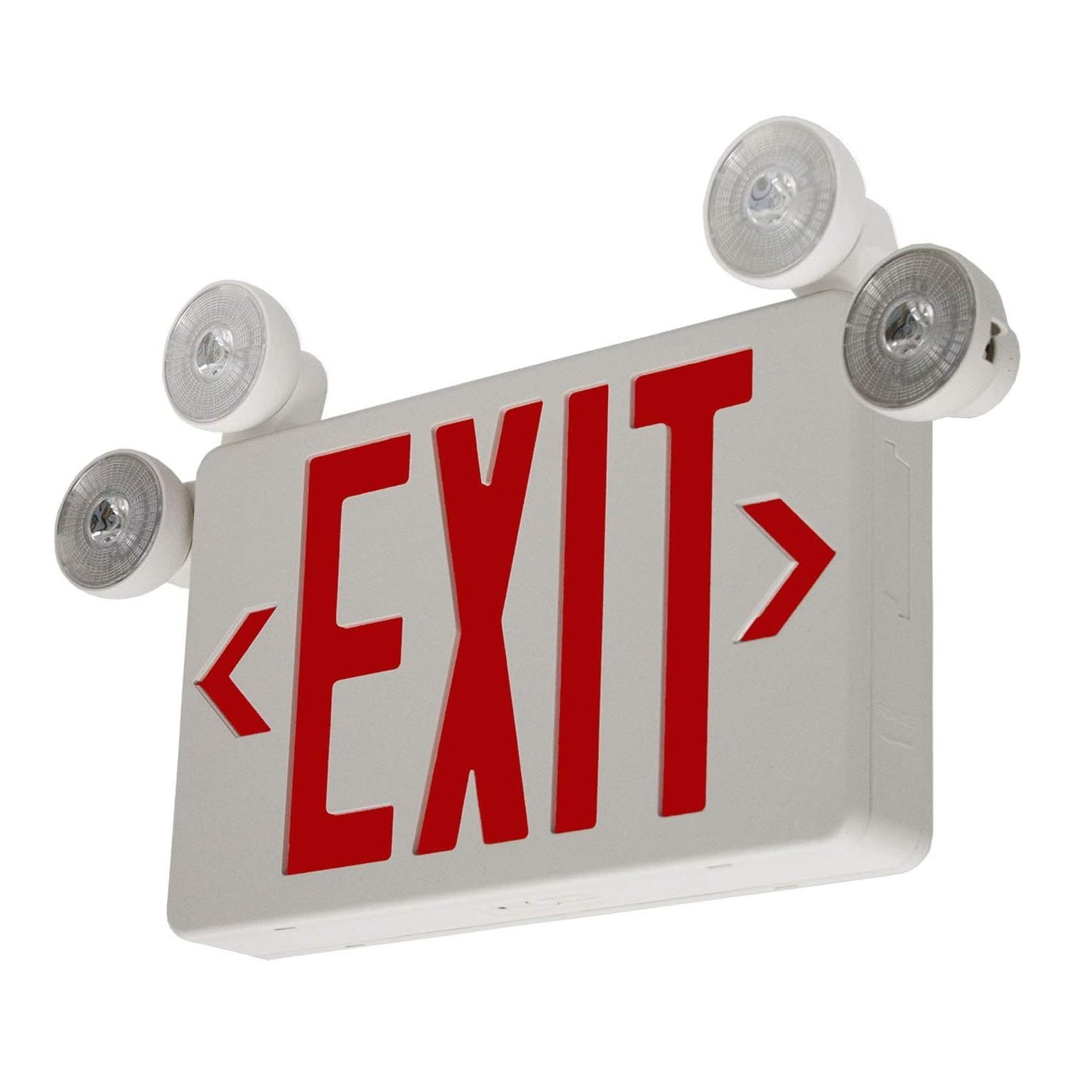 LFI Lights | Compact Combo Red Exit Sign with Emergency Lights | White ...