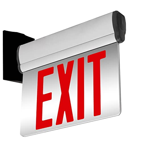 LFI Lights | Edge-Lit Red Exit Sign | Modern Design Brushed Aluminum ...