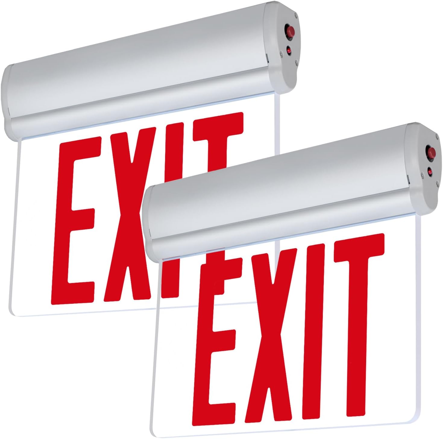 LFI Lights Edge-Lit Red Exit Sign, Sleek Brushed Aluminum Housing ...
