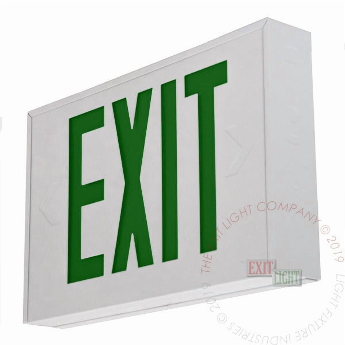 LFI Lights | Green LED Exit Sign Light | White Steel Battery Backup ...