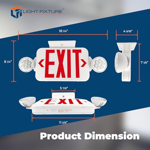 LFI Lights Red Exit Sign with Emergency Lights for Business, Remote ...