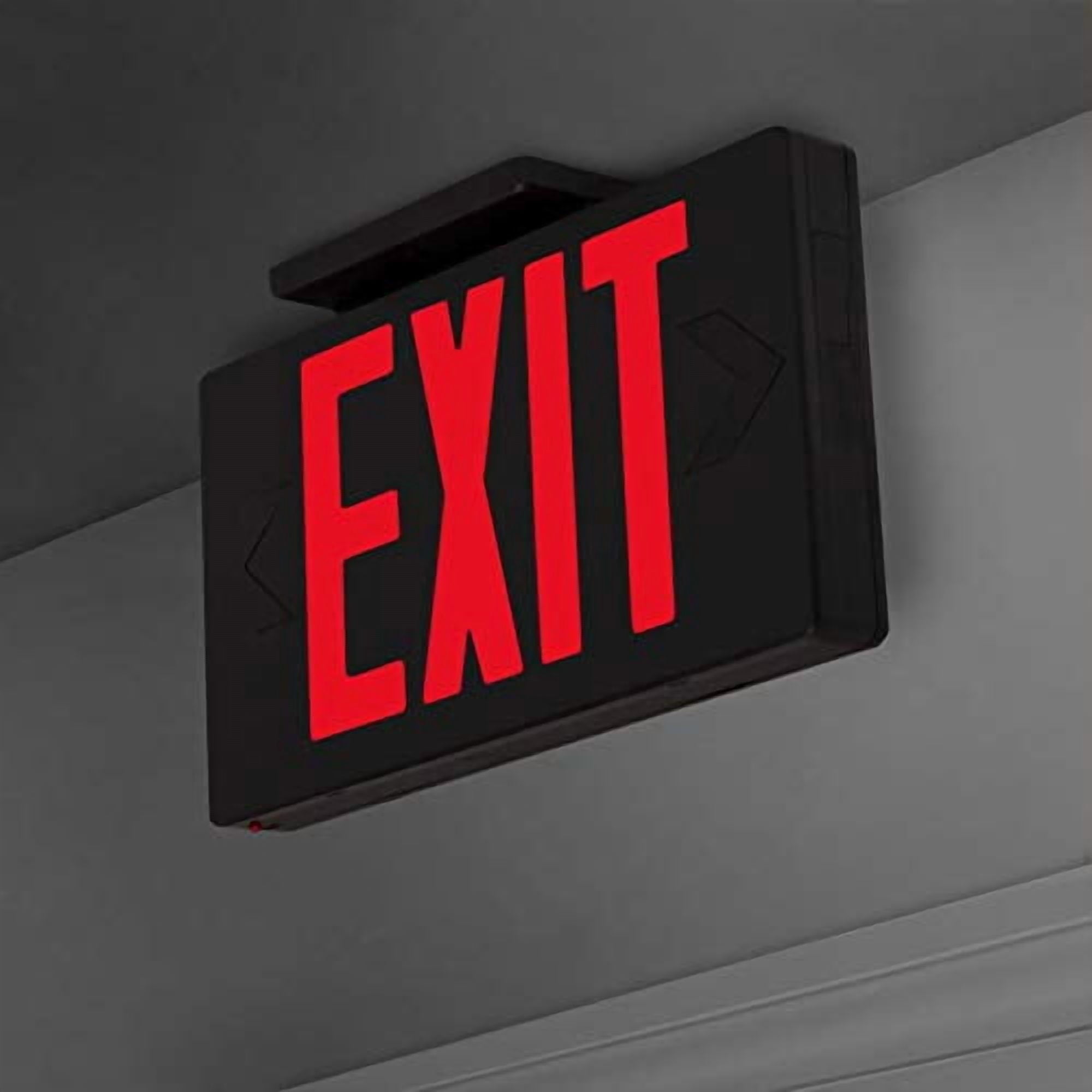 LFI Lights | Red Exit Sign | All LED | Black Thermoplastic Housing ...
