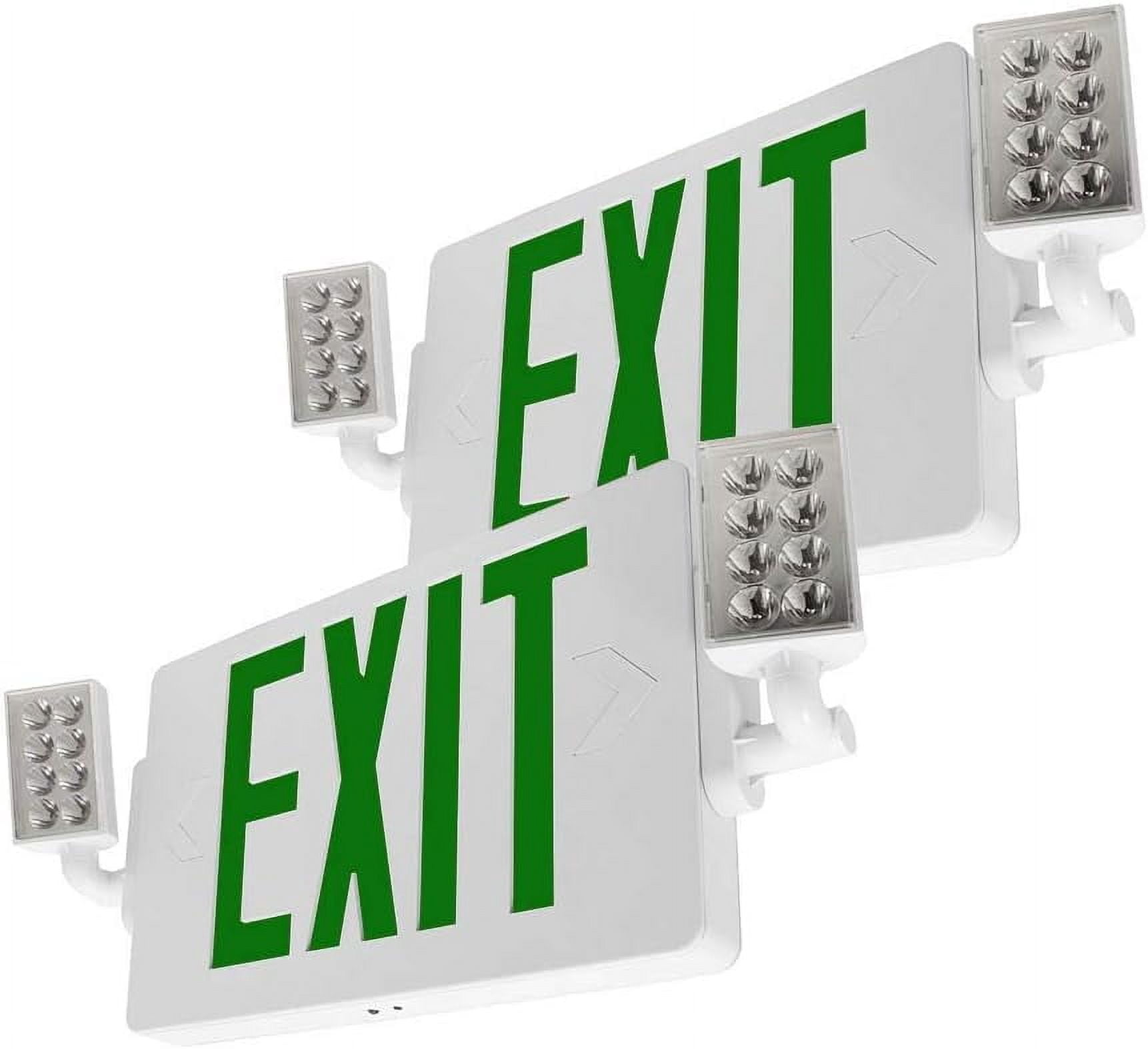 LFI Lights | Thin Combo Green Exit Sign with Emergency Lights | White ...