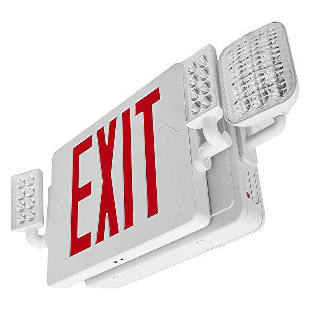 LFI Lights | Thin Combo Red Exit Sign with Emergency Lights | White ...