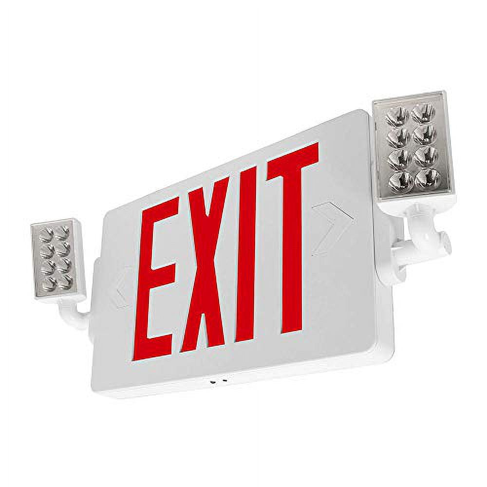 LFI Lights | Thin Combo Red Exit Sign with Emergency Lights | White ...