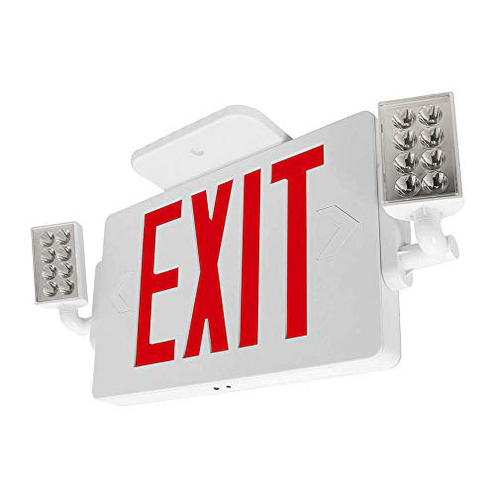 LFI Lights | Thin Combo Red Exit Sign with Emergency Lights | White ...