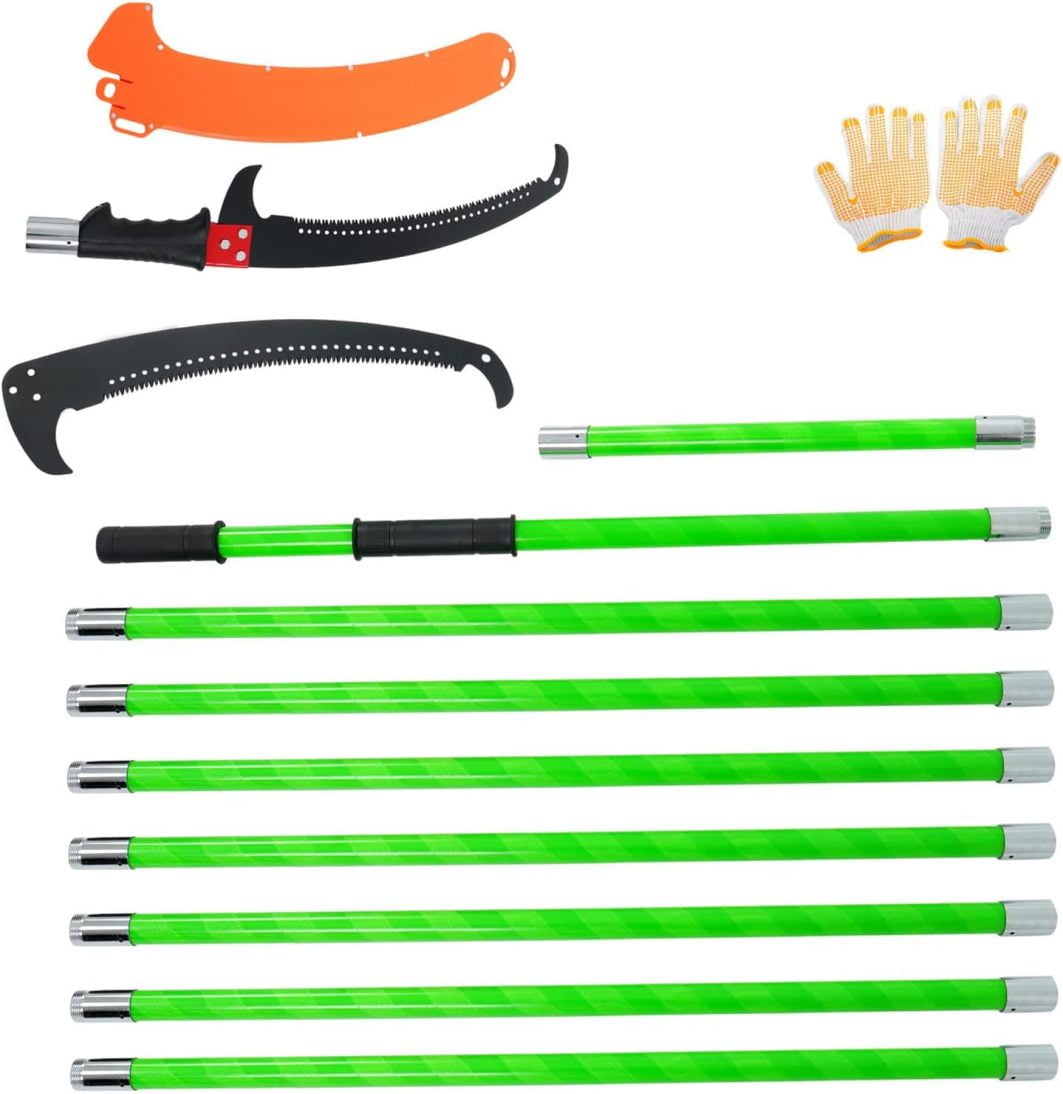 LFLF 30ft Manual Pole Saw Extendable Tree Pruner Sharp Steel Blade High ...