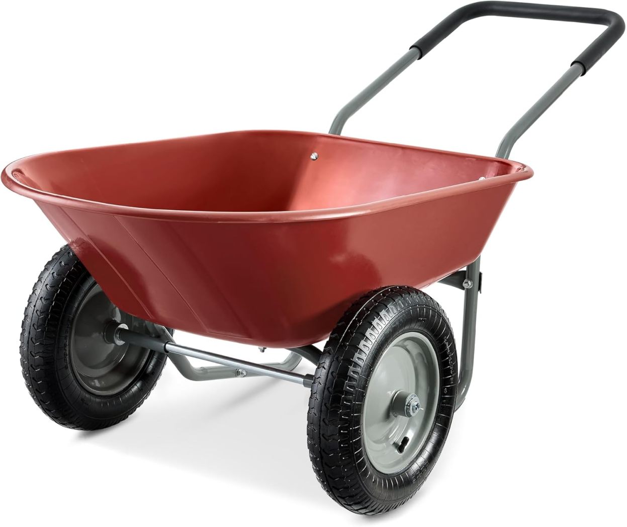 LFLF Dual-Wheel Home Utility Yard Wheelbarrow Garden Cart w/Built-in ...