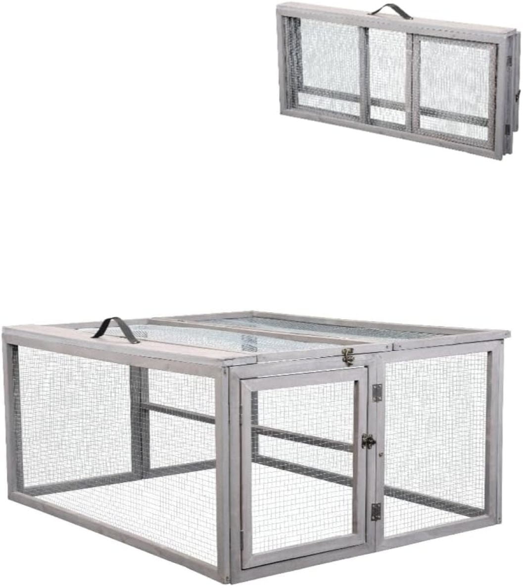 LFLF Folding Rabbit Cage, Outdoor Chicken Coop with Run, Chicken ...
