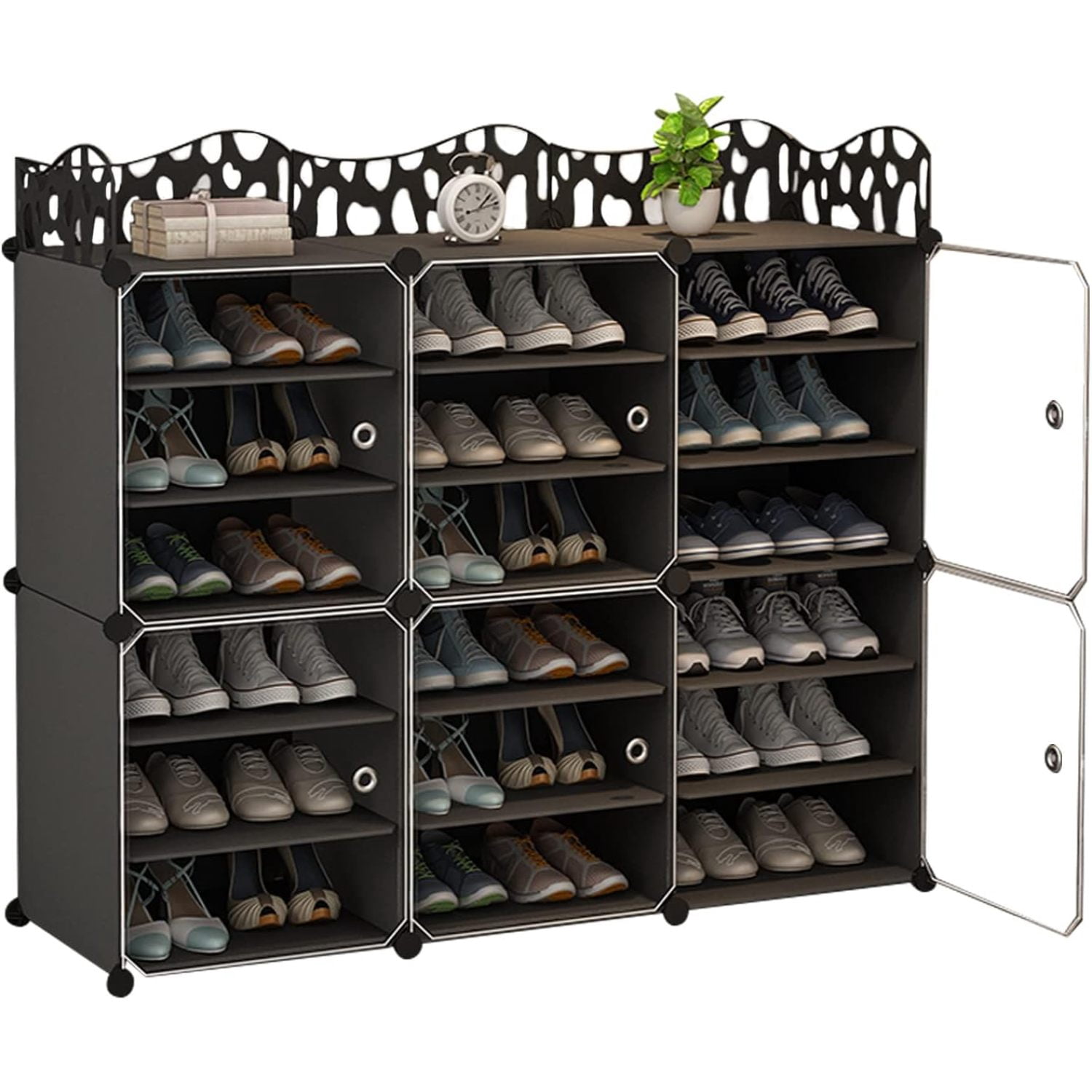 LFLF Shoe Rack Storage Cabinet with Doors, Portable Shoes Rack ...