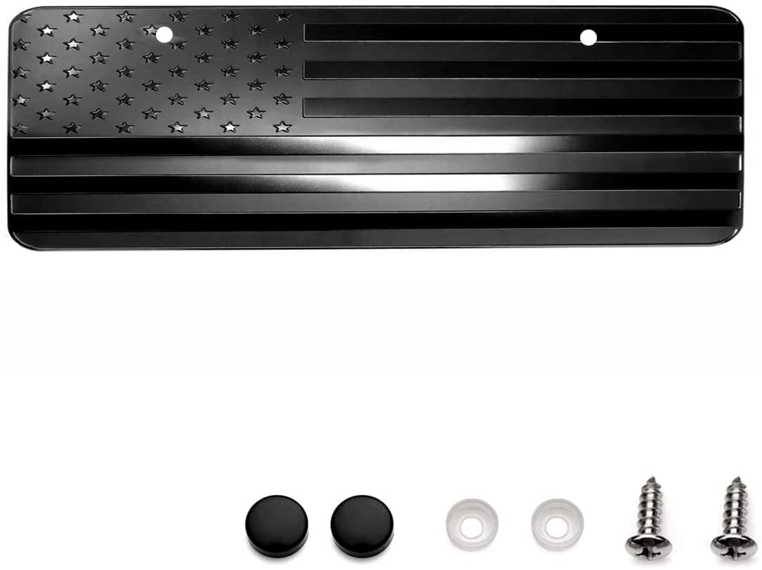 LFPartS USA Black Flag Metal Embossed License Plate (12"x4" (Half-Size ...