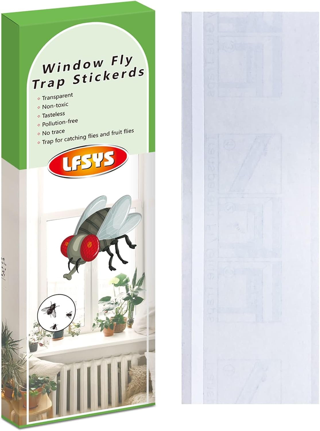 LFSYS 150 Pack Clear Window Fly Traps - Indoor Sticky Strips for ...