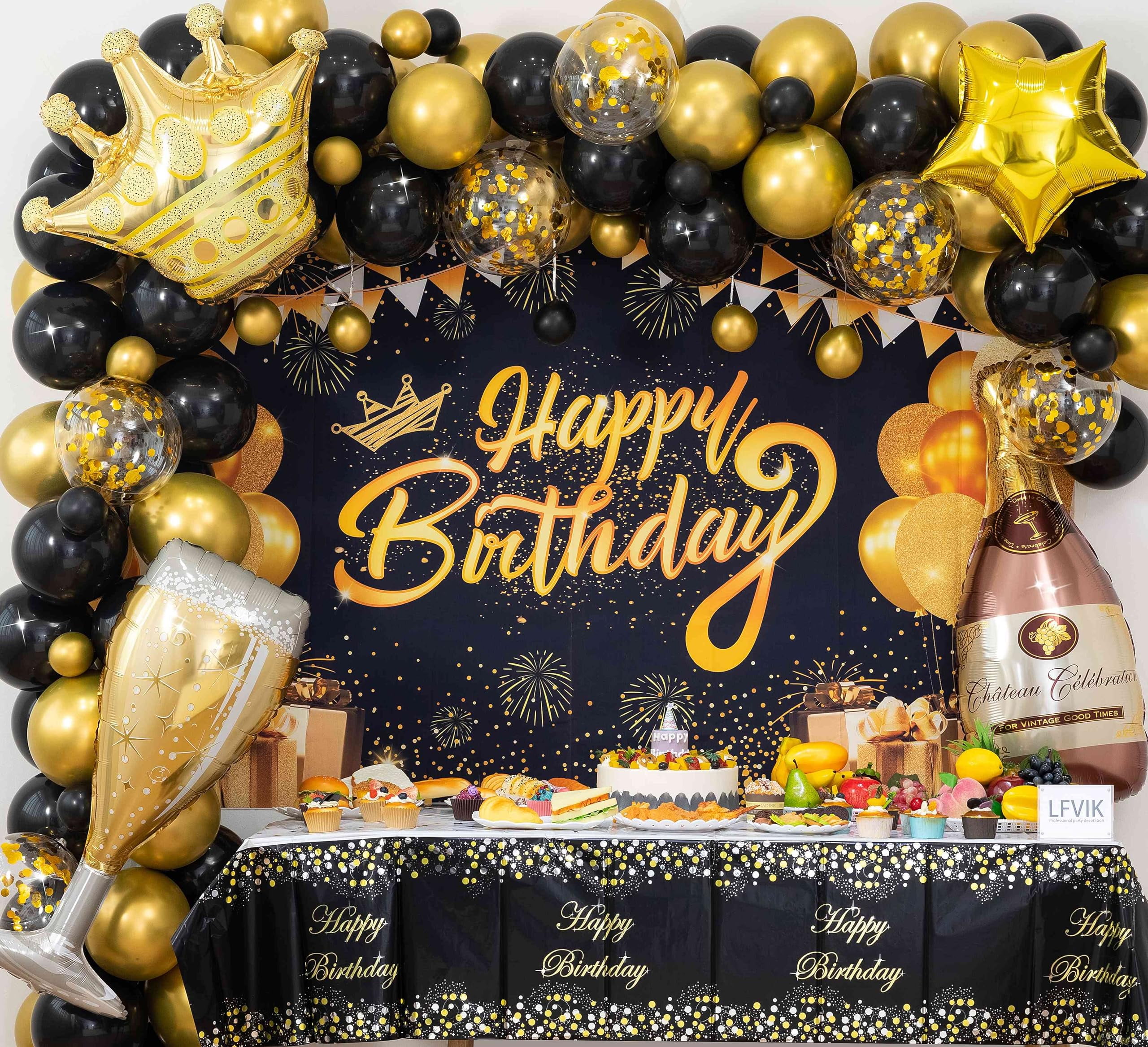 LFVIK Black and Gold CM31 Birthday Decorations&Balloons Arch Garland ...