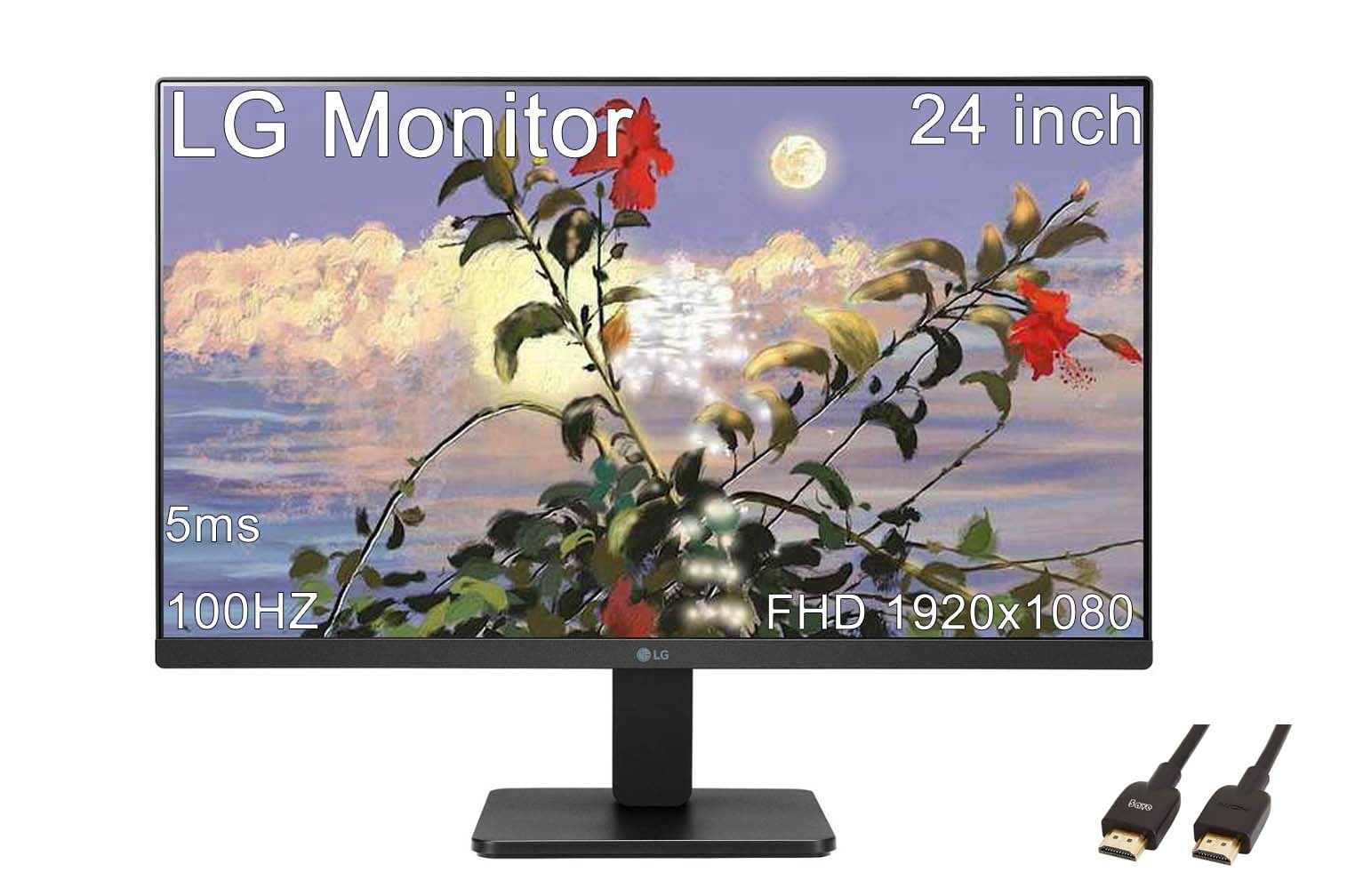 LG 24" IPS Monitor, 3-Side Borderless FHD (1920x1080) LED Display ...