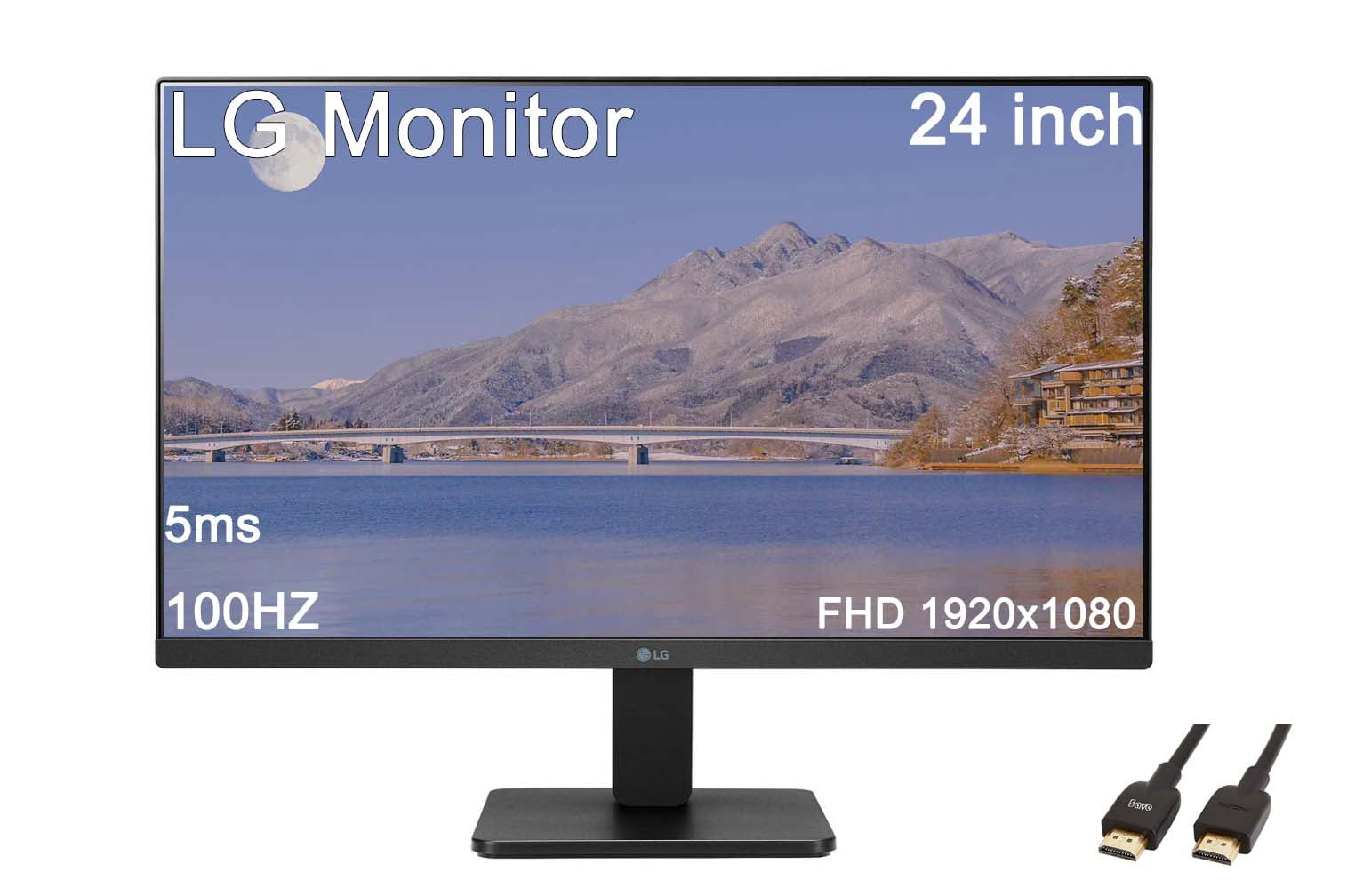 LG 24" IPS Monitor, 3-Side Borderless FHD (1920x1080) LED Display ...