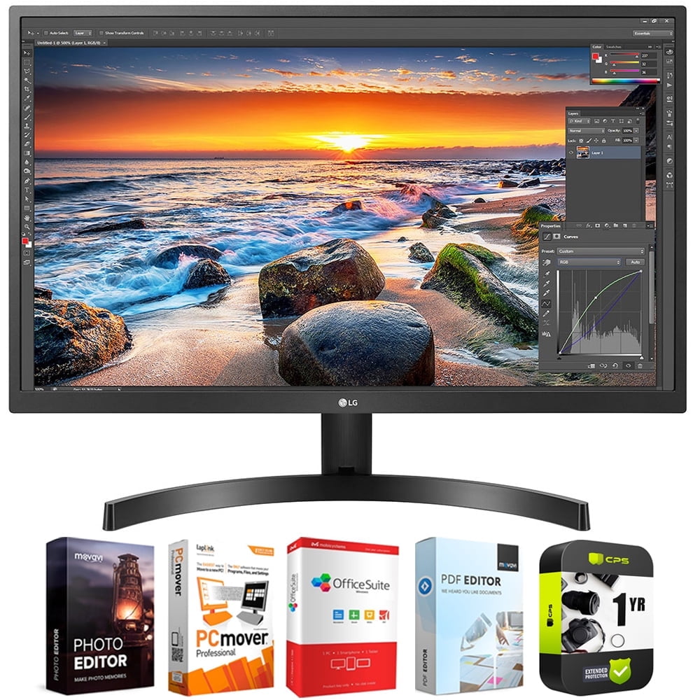 LG 27UK500-B 27 inch UHD 3840x2160 IPS HDR10 Monitor with FreeSync Bundle with 1 Year Extended ...