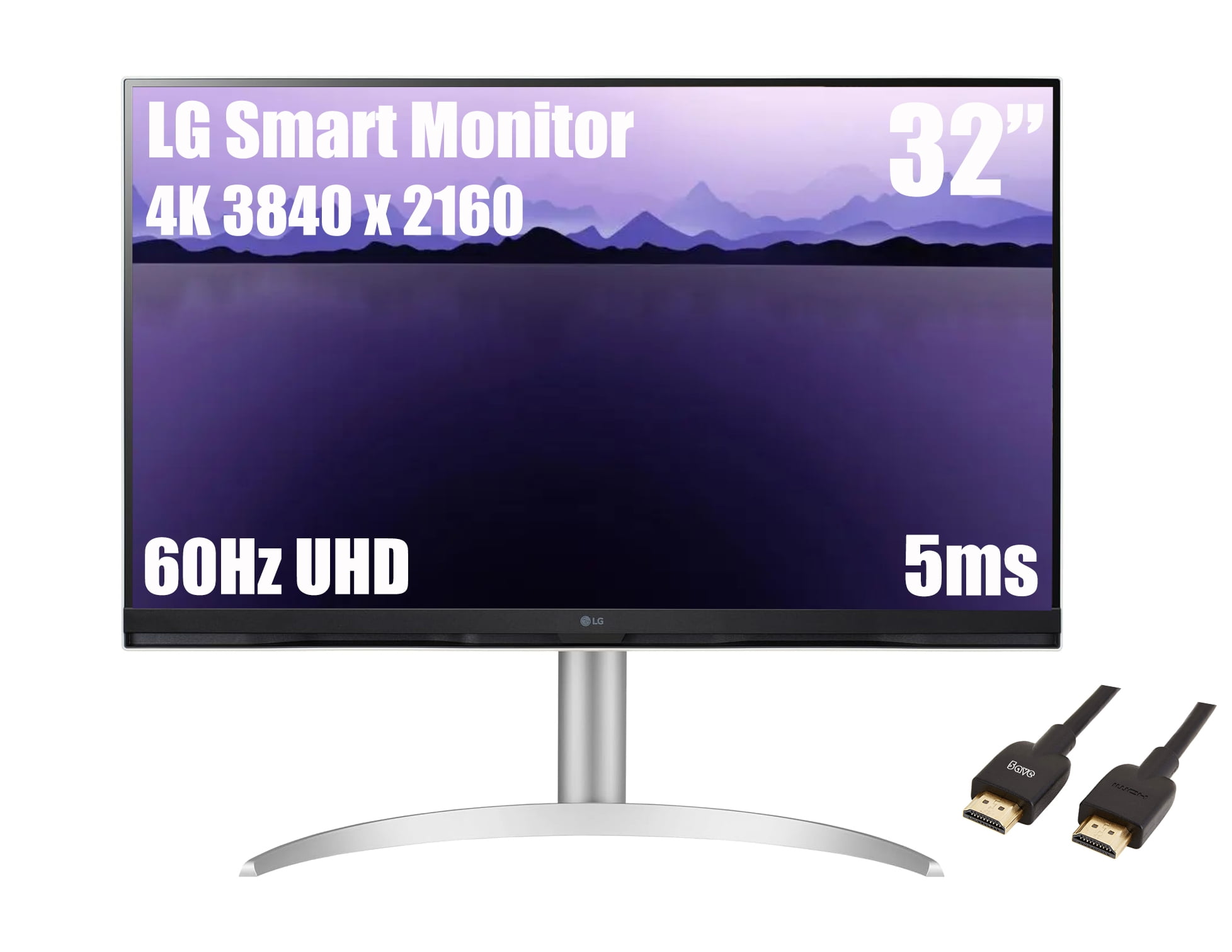 LG 32" 3840x2160 LCD Smart Computer Monitor with 5AVE HDMI Cable ...