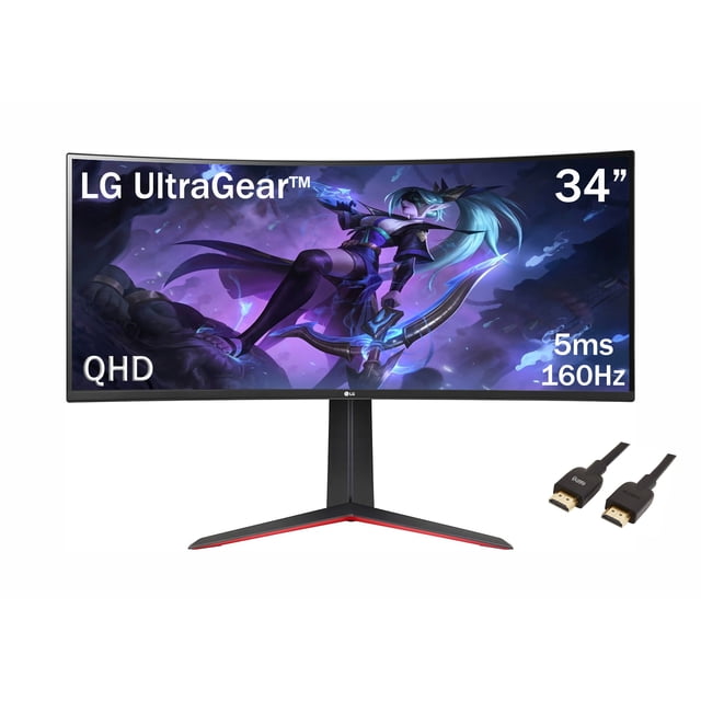 LG 34" UltraGear Wide QHD Computer Monitor, 160Hz, AMD FreeSync, HDR 10 ...